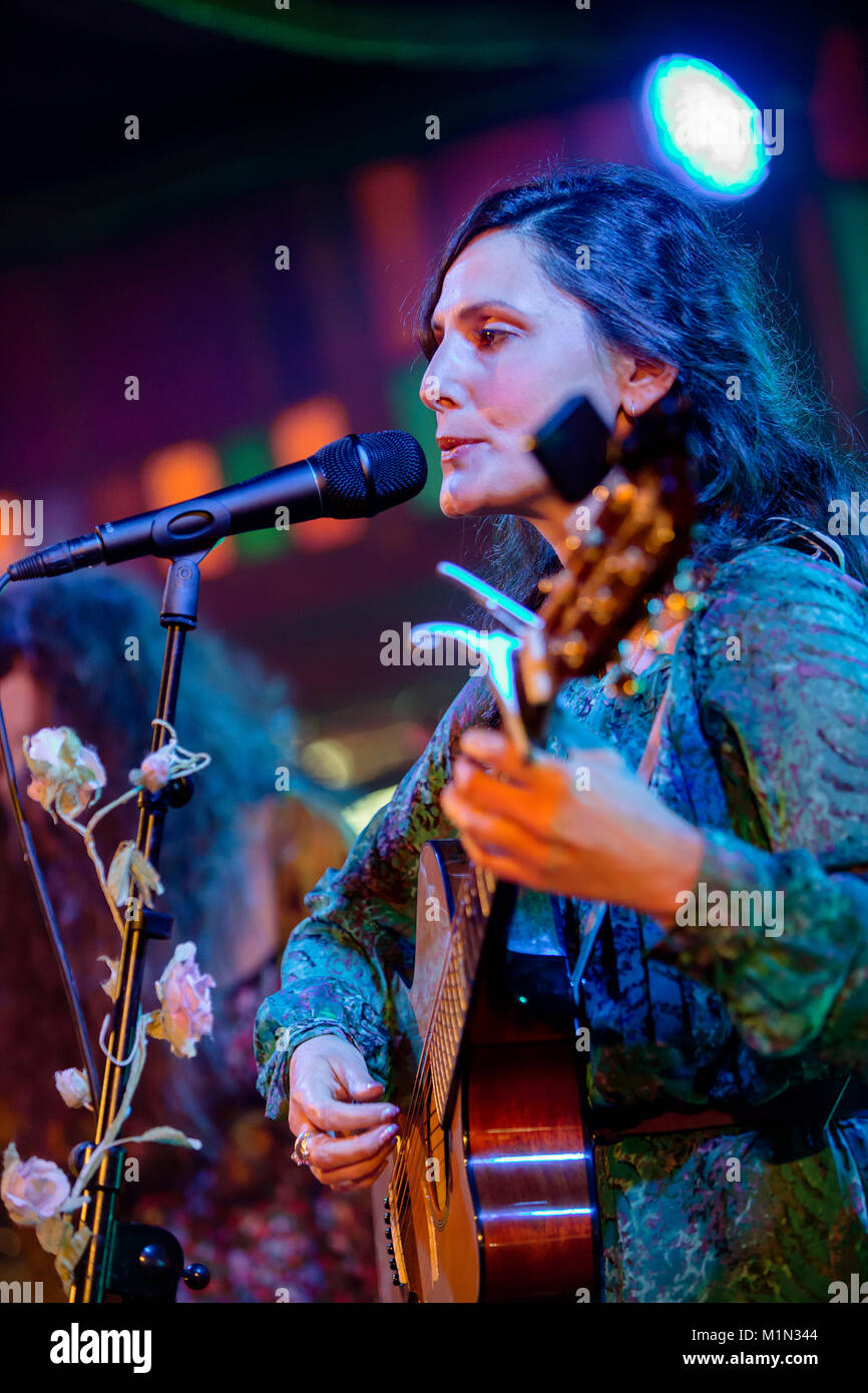 The British folk duo Deborah Rose & Mari Randle performs a live concert ...