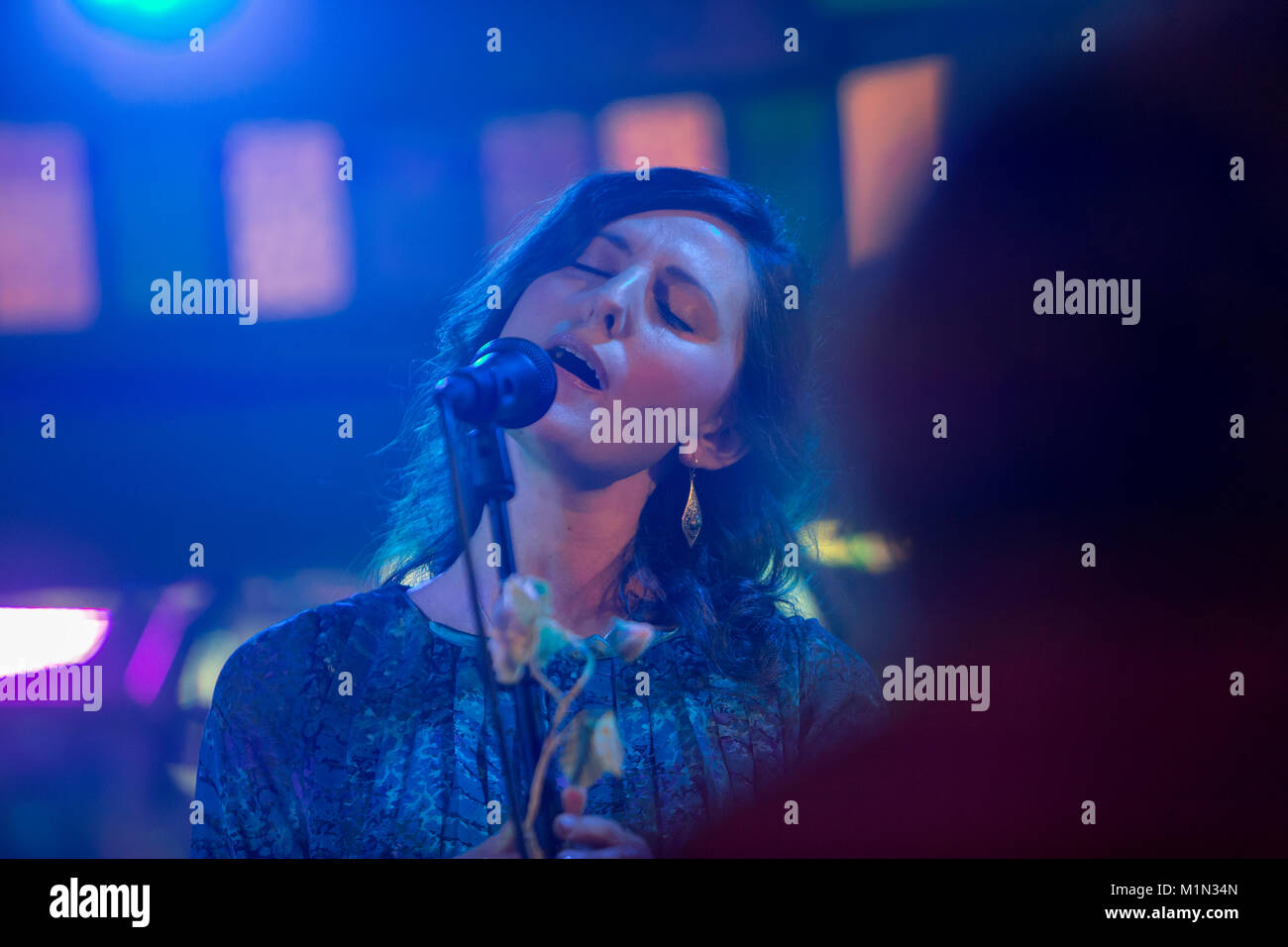 The British folk duo Deborah Rose & Mari Randle performs a live concert ...