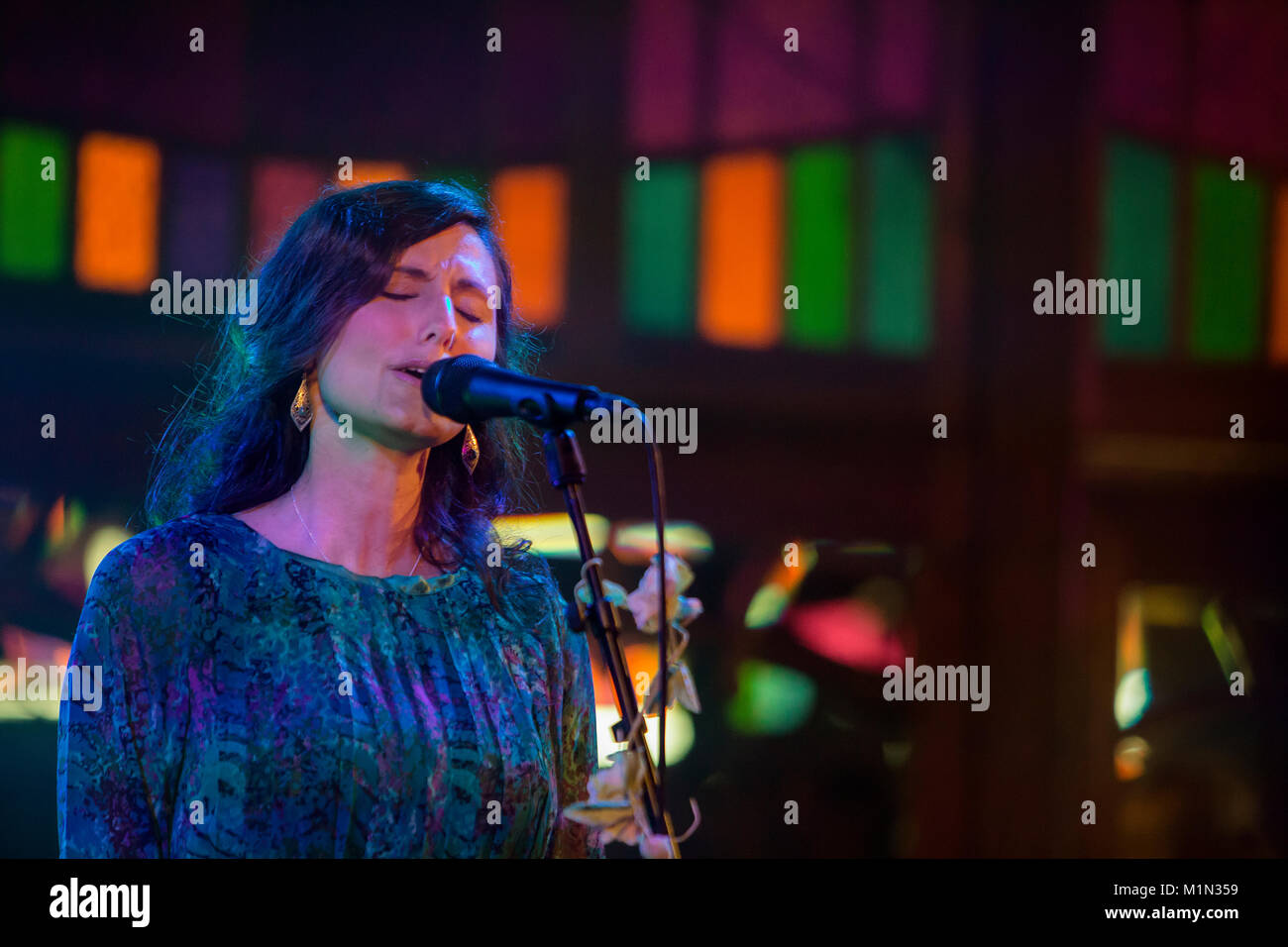 The British folk duo Deborah Rose & Mari Randle performs a live concert ...