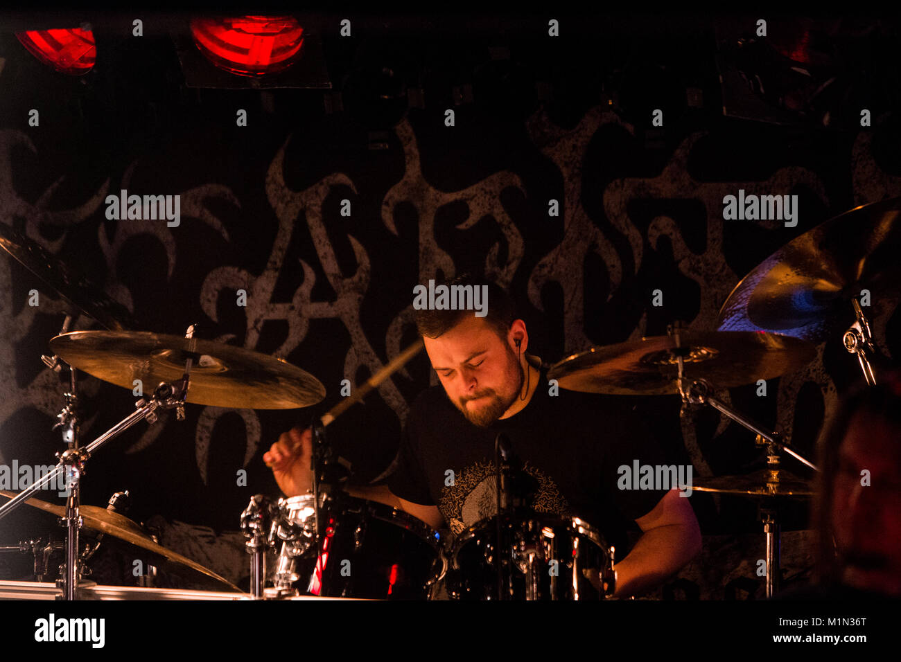 The Polish death metal band Decapitated performs a live concert at ...