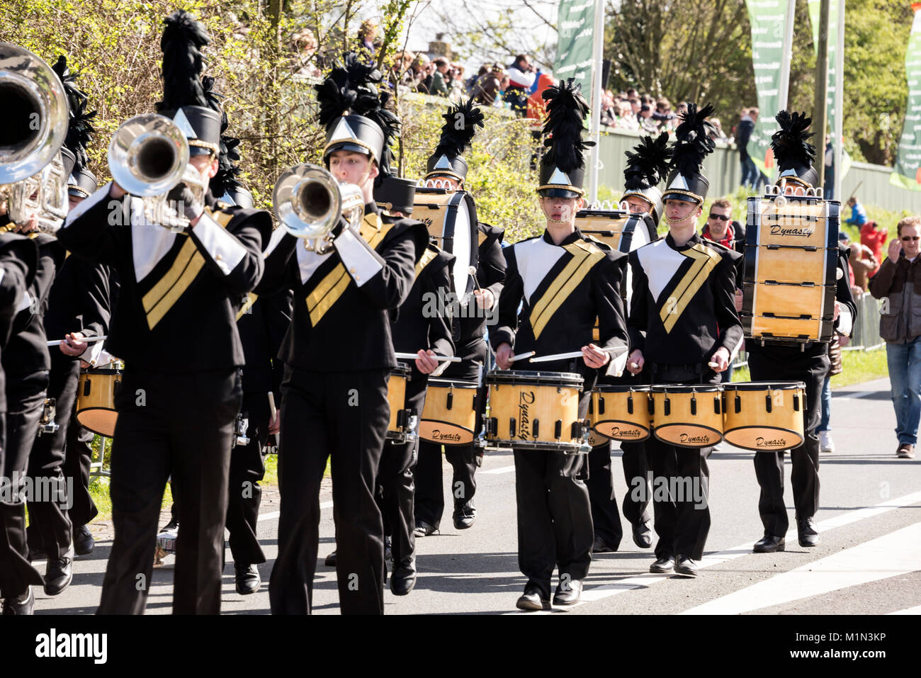 Taking part in the annual flower parade at the famous tulip gardens in ...