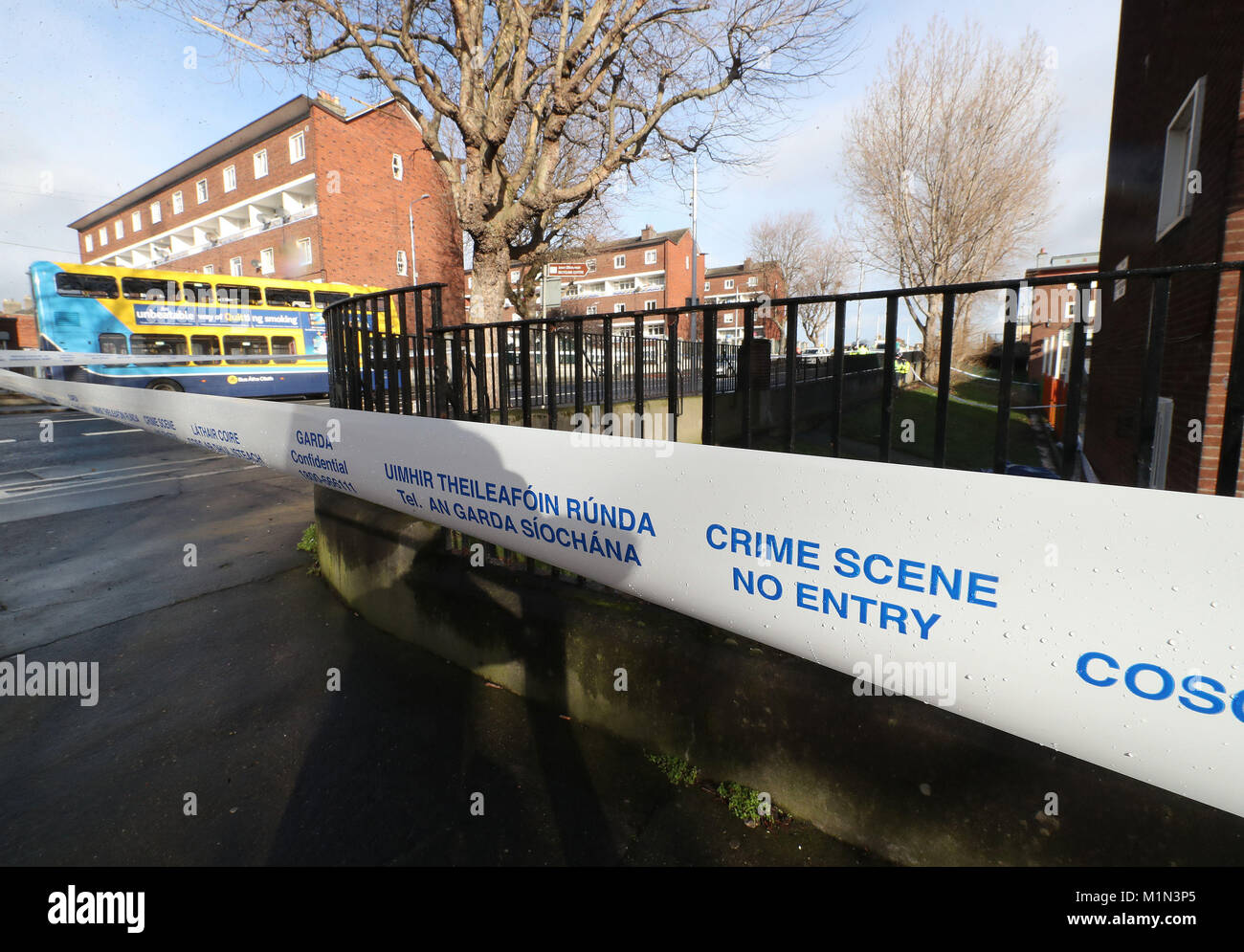Garda crime scene tape at the scene in the James Larkin House flat ...