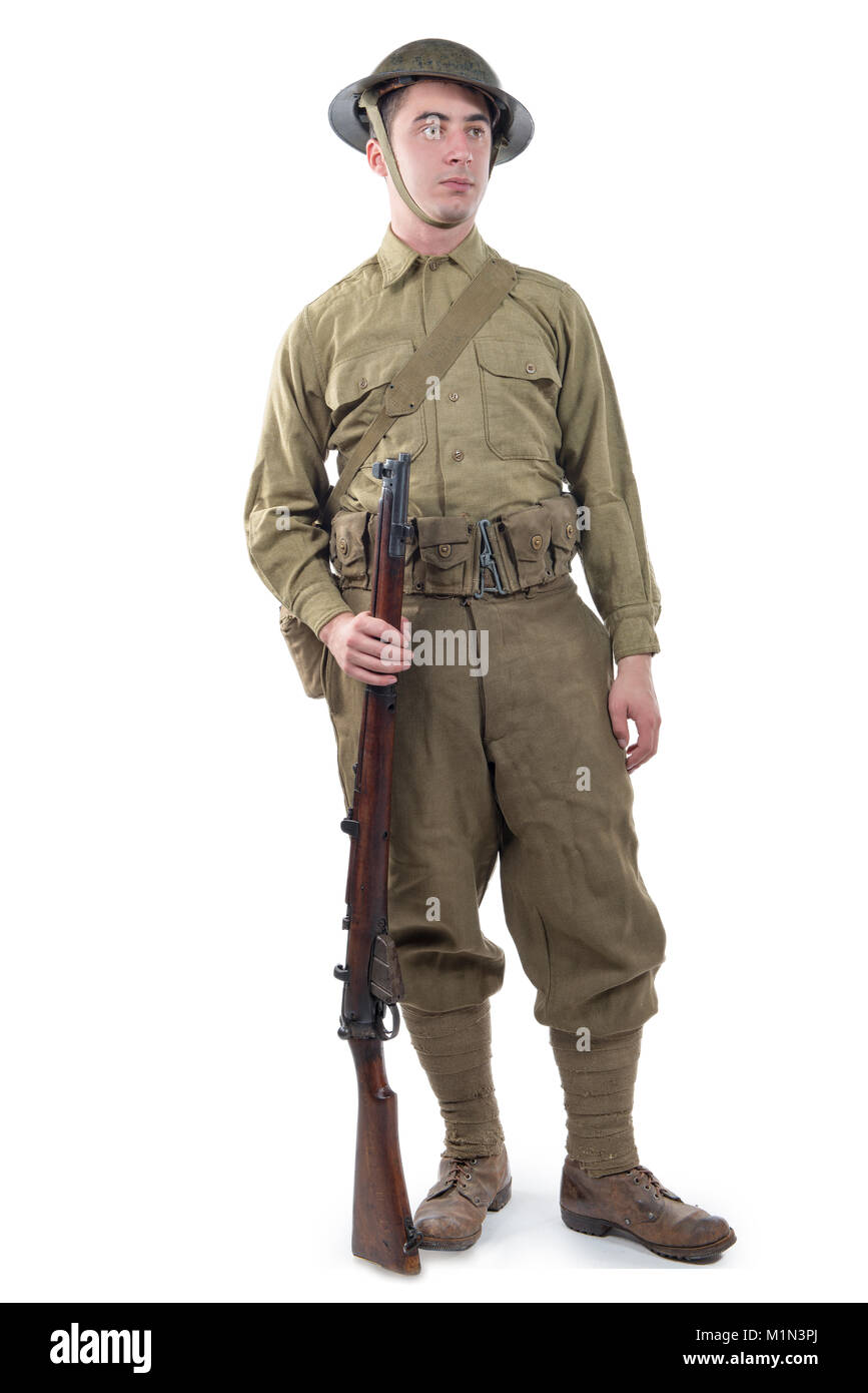 WW1 British Army Soldier from France 1918, isolated on white background ...