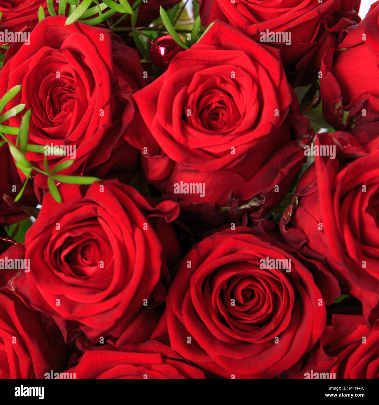 Luxury bouquet made of red roses in flower shop Valentines Bouquet of ...