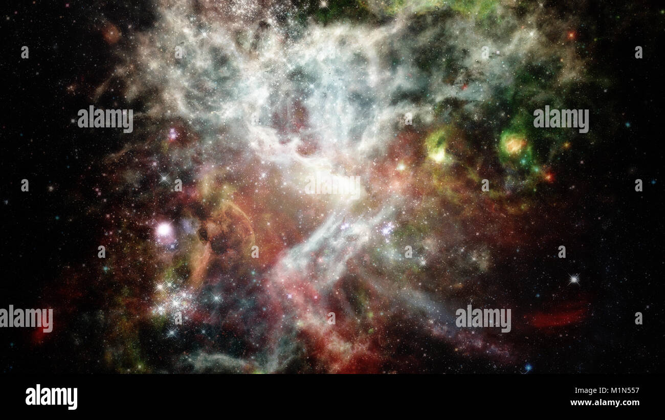 Nebula and stars in deep space, glowing mysterious universe. Elements ...