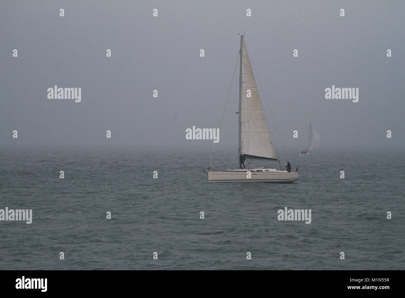 sailing in the fog - Adriatic Sea Stock Photo - Alamy