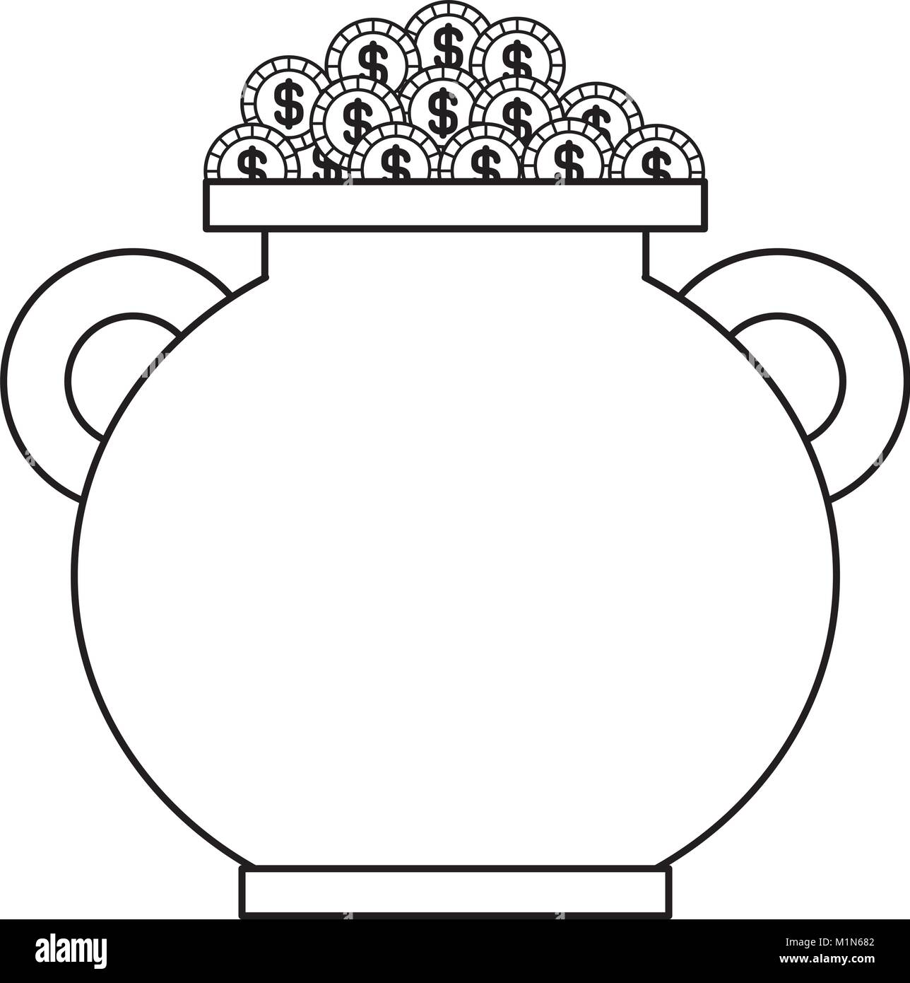 brown cauldron full coins treasure outline Stock Vector Image & Art - Alamy