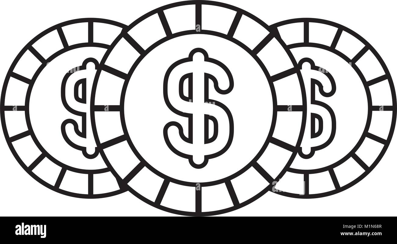 set three coins money dollar currency outline Stock Vector Image & Art ...