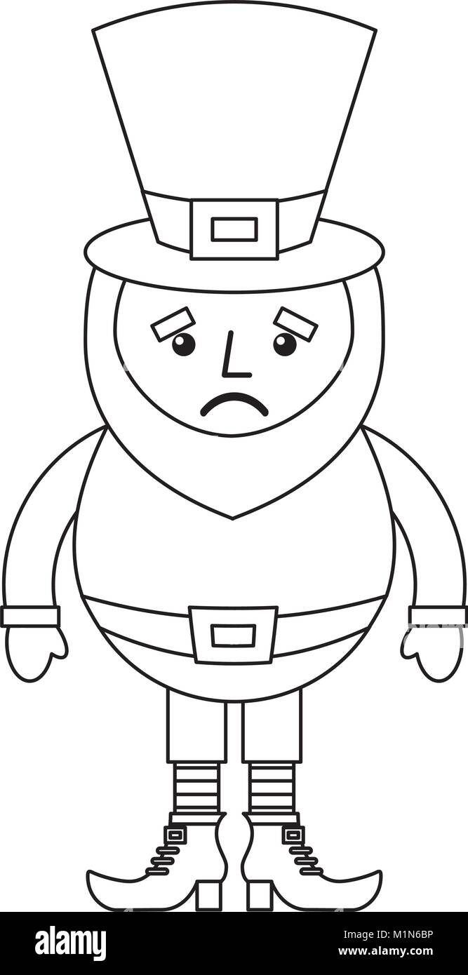 leprechaun sad cartoon st patricks day character outline Stock Vector ...
