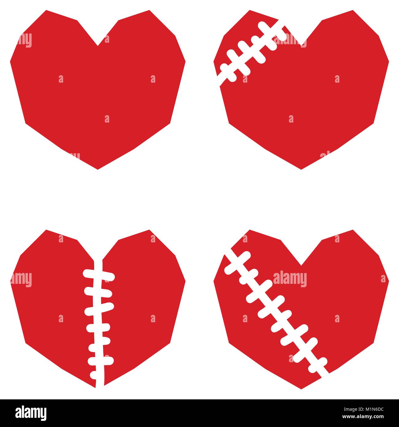 Set of four red hearts with scar Stock Vector Image & Art - Alamy