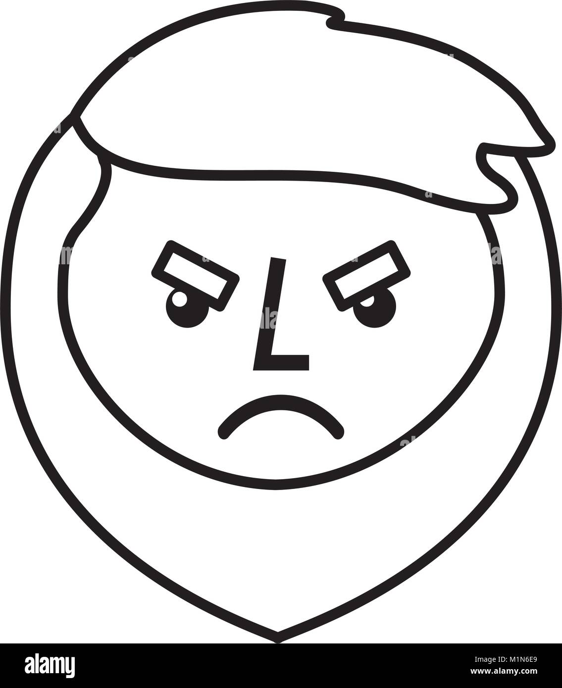 cartoon angry face man beard character outline Stock Vector Image & Art ...