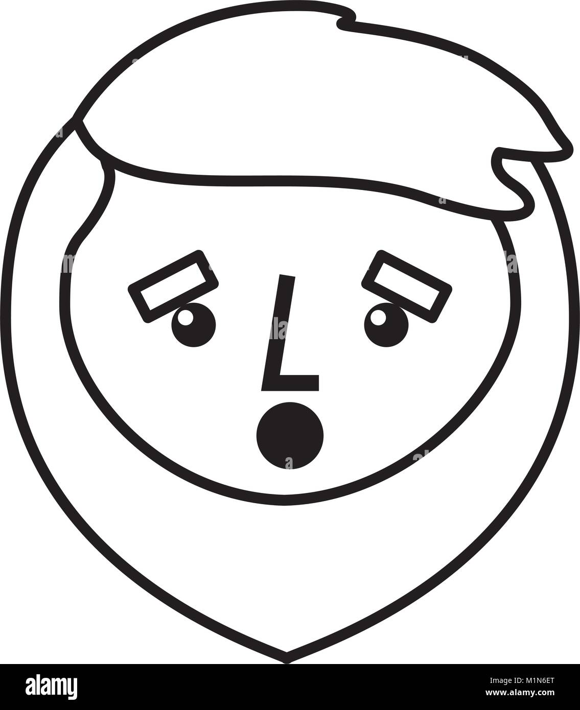 cartoon surprised face man beard character outline Stock Vector Image ...