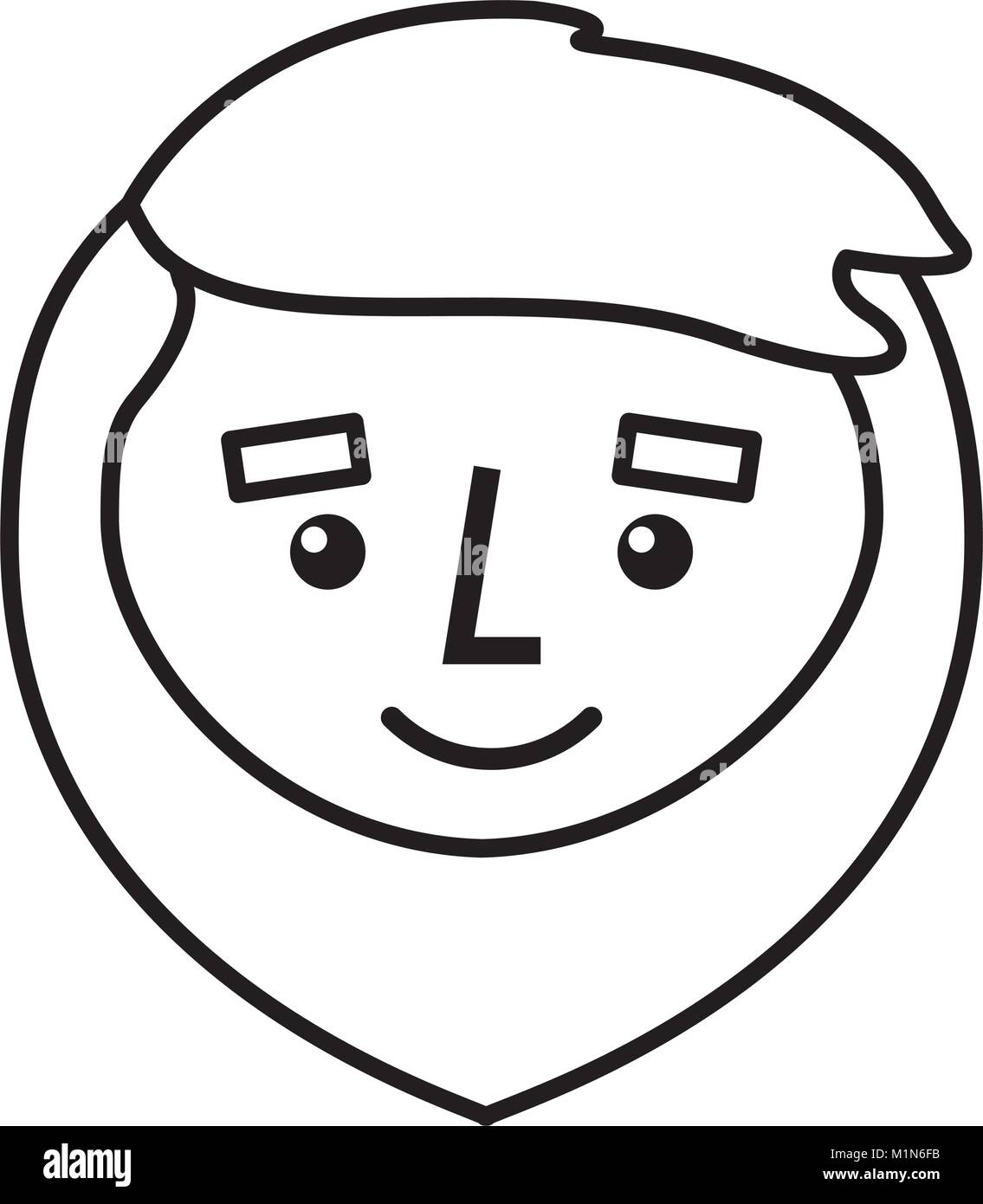 cartoon smile face man beard character outline Stock Vector Image & Art ...