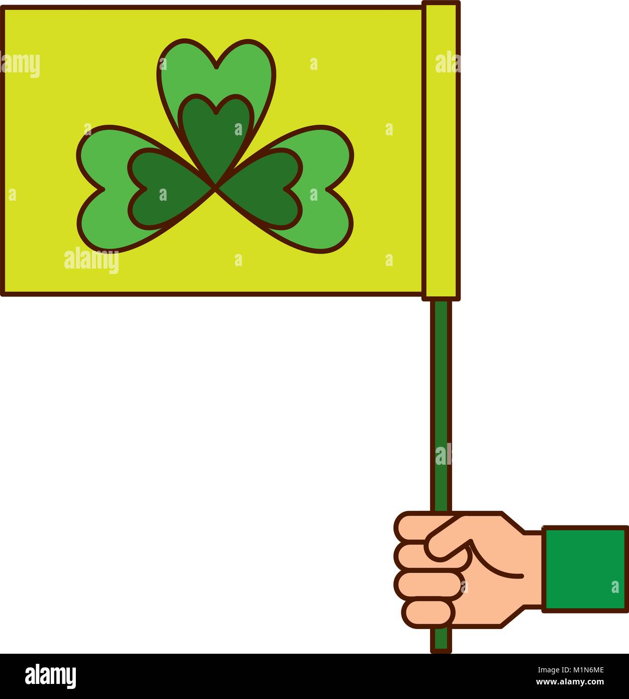 hand holding green flag with clover symbol Stock Vector Image & Art - Alamy