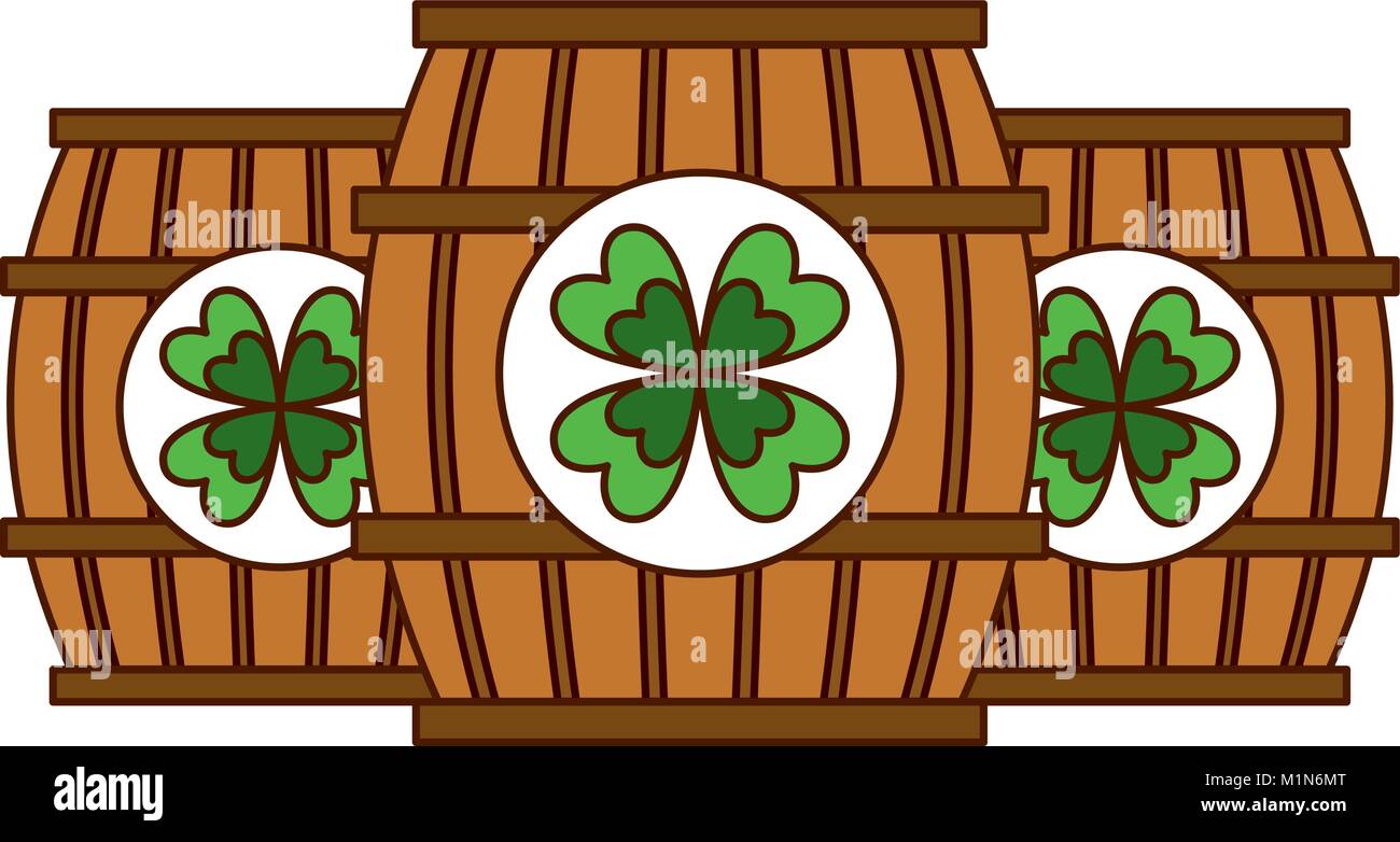 three wooden barrel drink clover Stock Vector Image & Art - Alamy