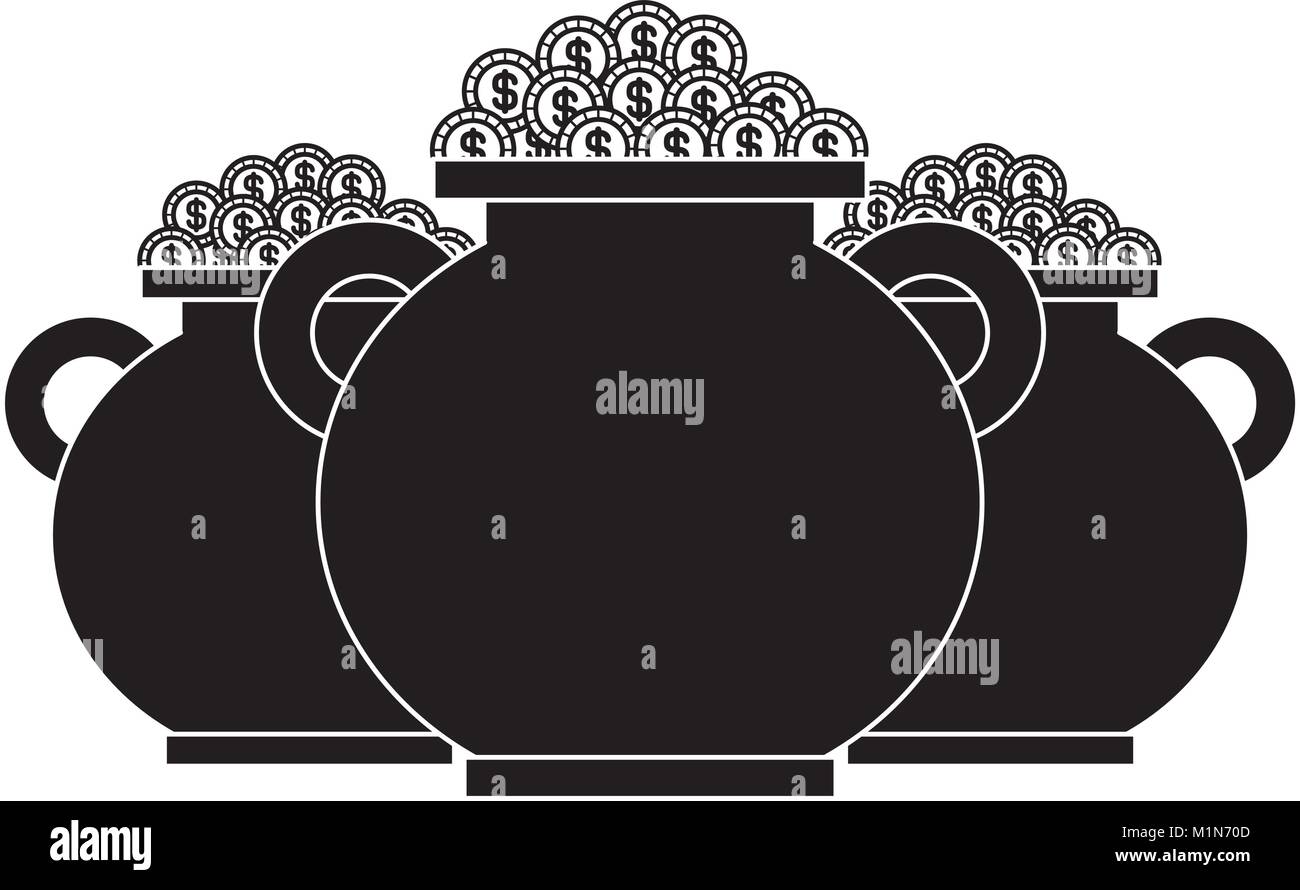 three black pot full coins treasure Stock Vector Image & Art - Alamy