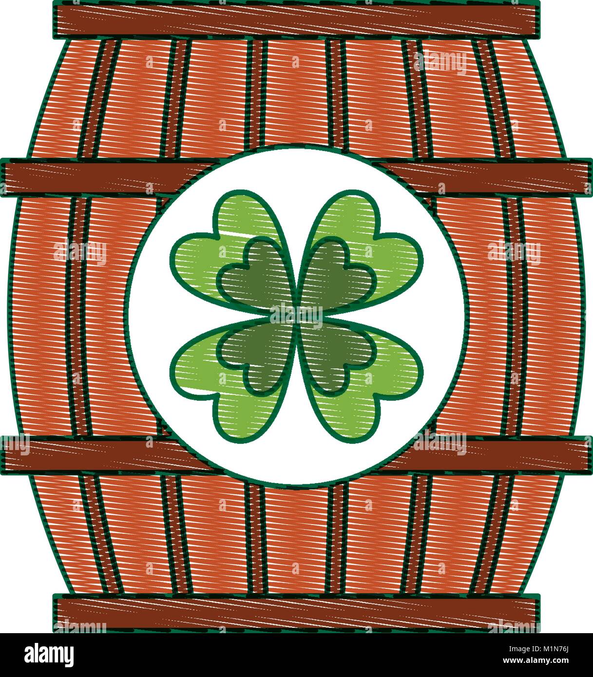wooden barrel with clover concept Stock Vector Image & Art - Alamy