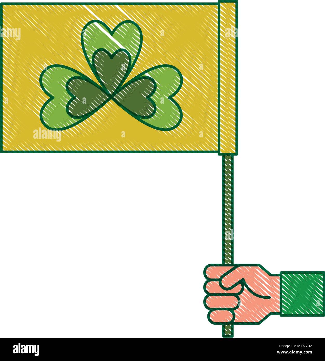 hand holding green flag with clover symbol Stock Vector Image & Art - Alamy