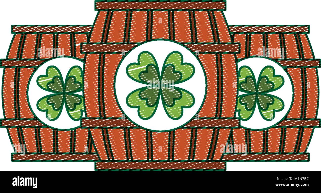 three wooden barrel drink clover Stock Vector Image & Art - Alamy