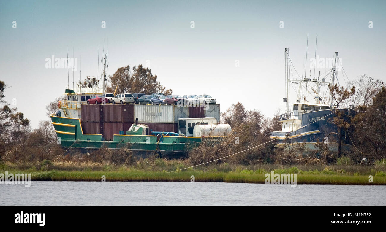 The container ship, the Caribbean Clipper, along side the shrimp ...
