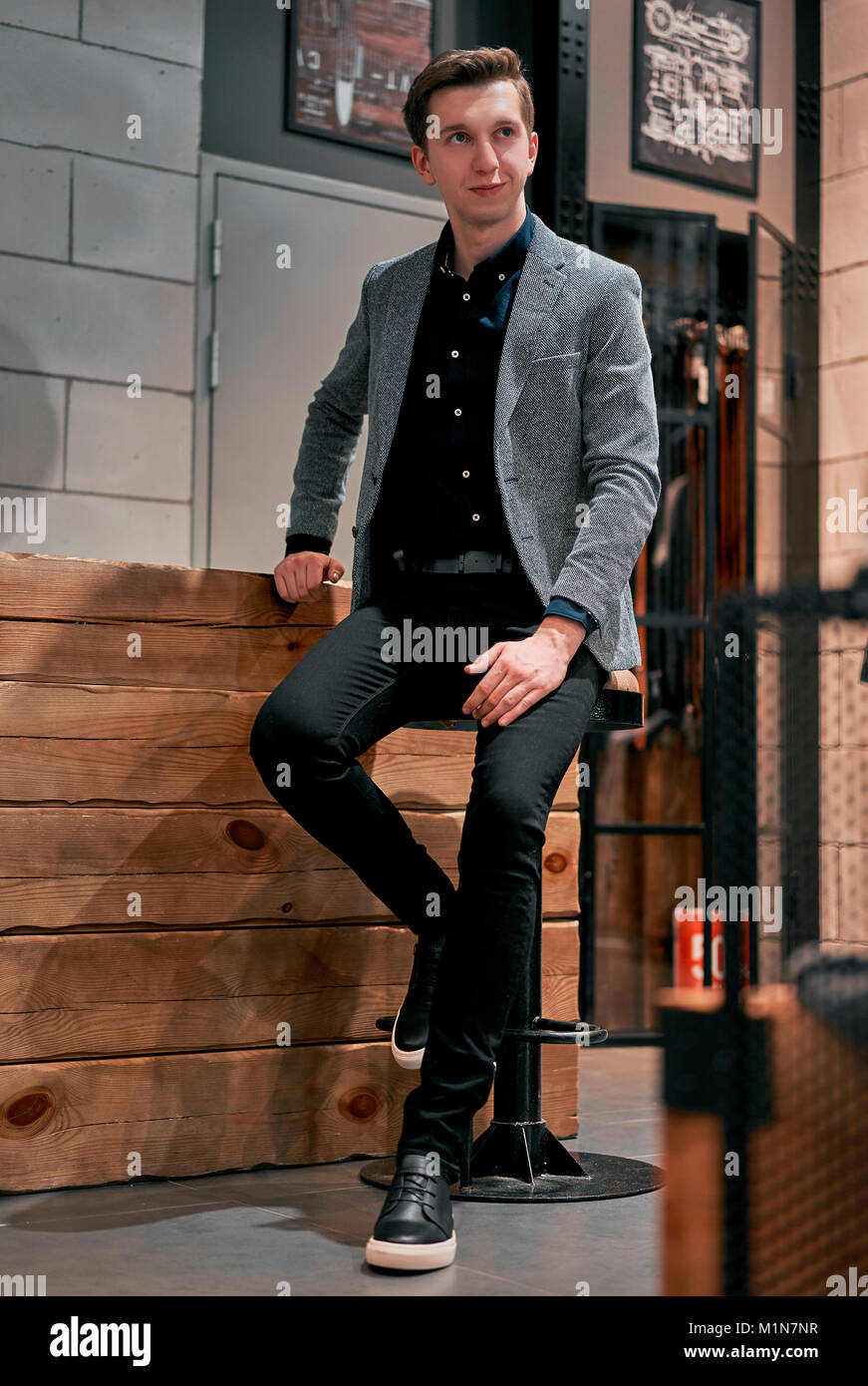 man jacket in clothing store Stock Photo - Alamy