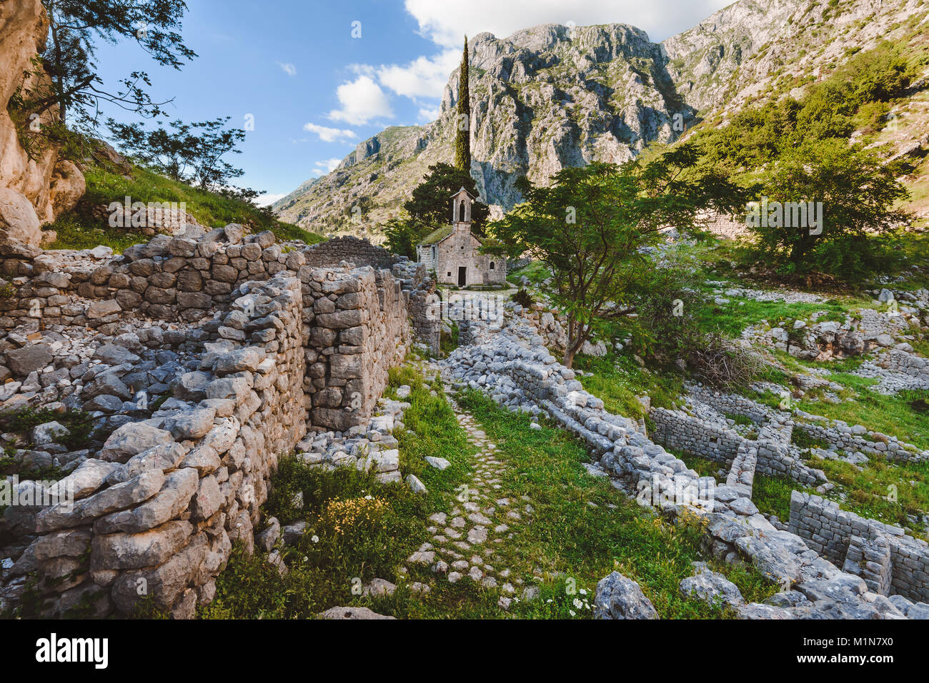Kotor Fortress and Mountains View Stock Photo - Alamy