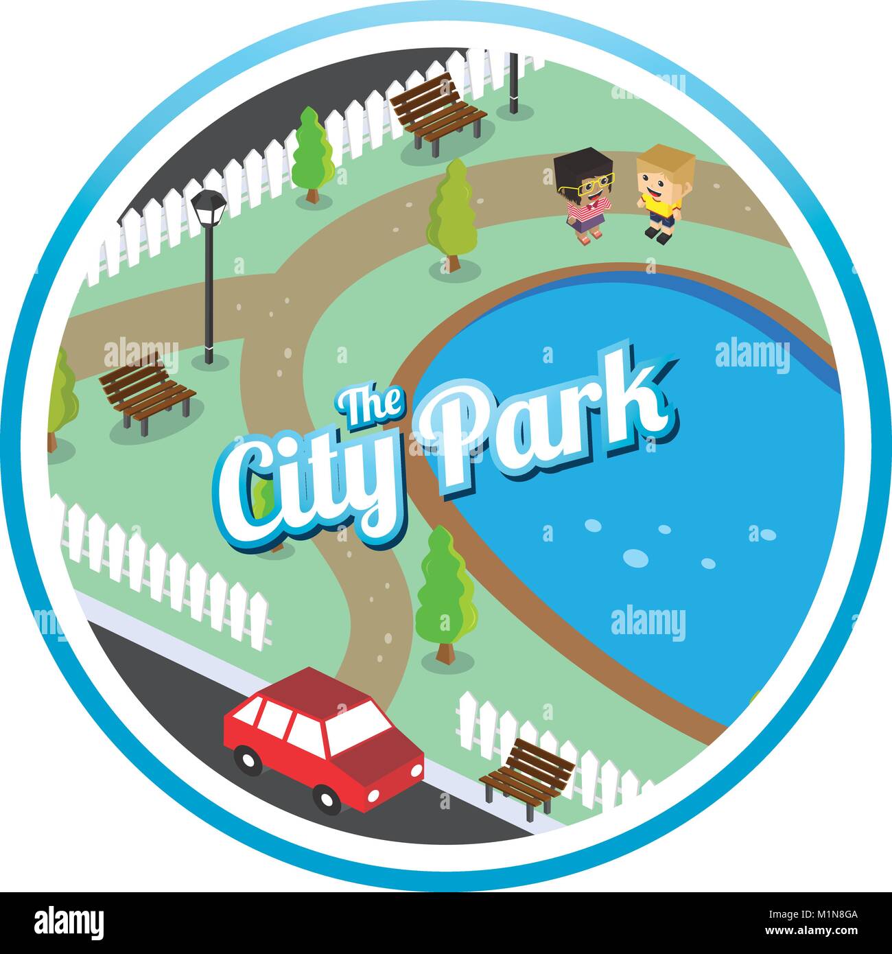 big city isometric real estate realty cartoon logo template vector ...