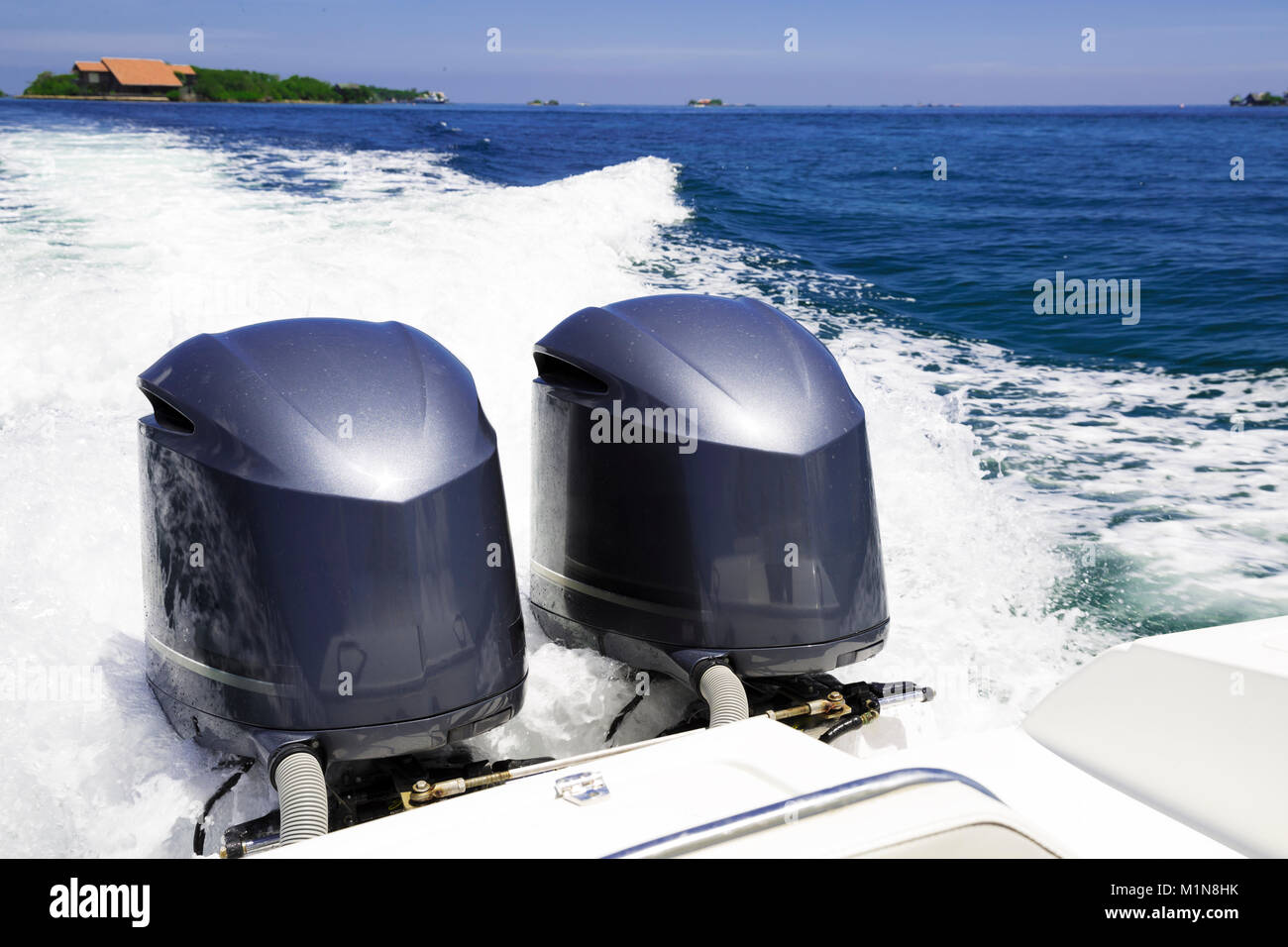 The waves from a high speed boat Stock Photo - Alamy
