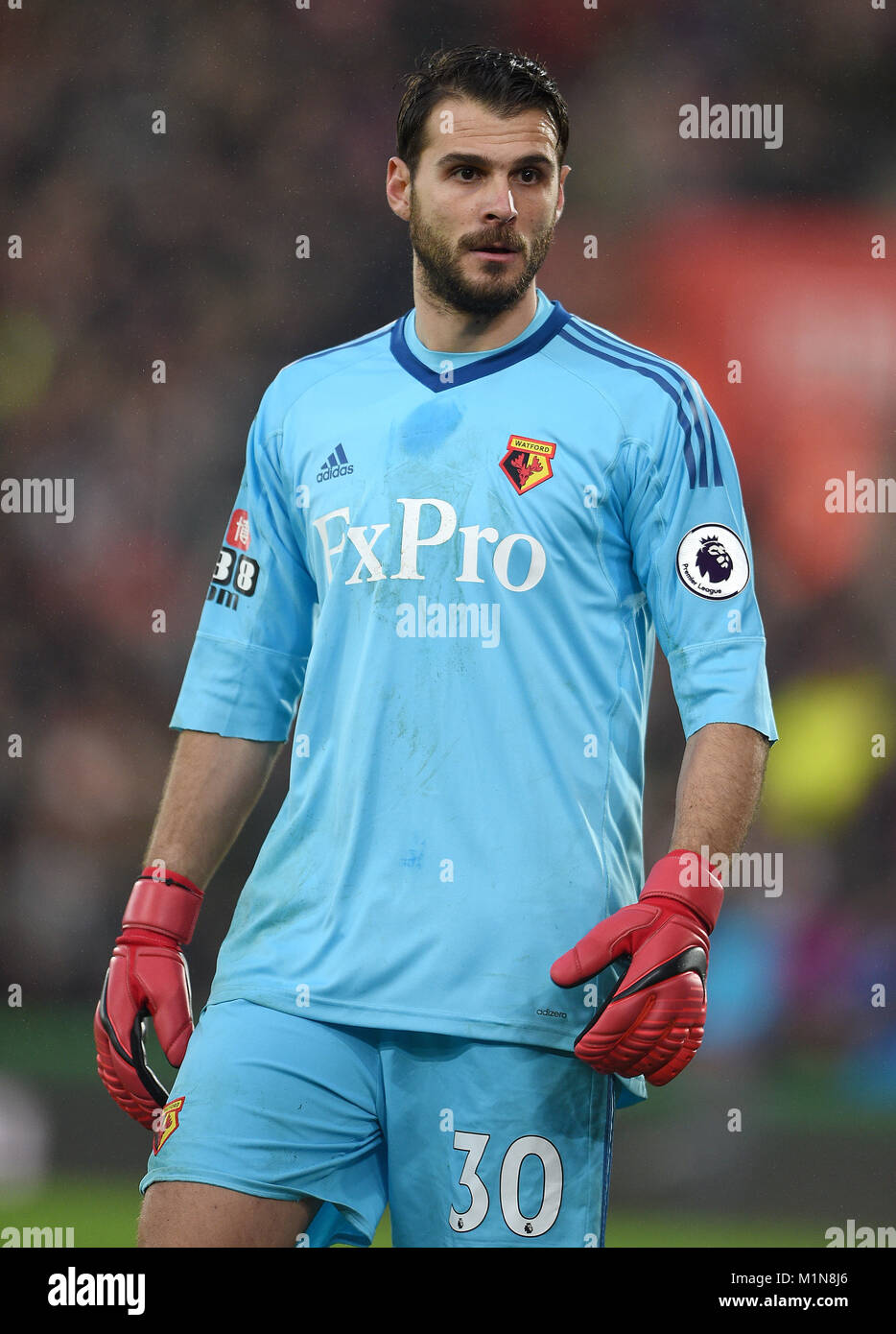 Watford goalkeeper Orestis Karnezis Stock Photo - Alamy