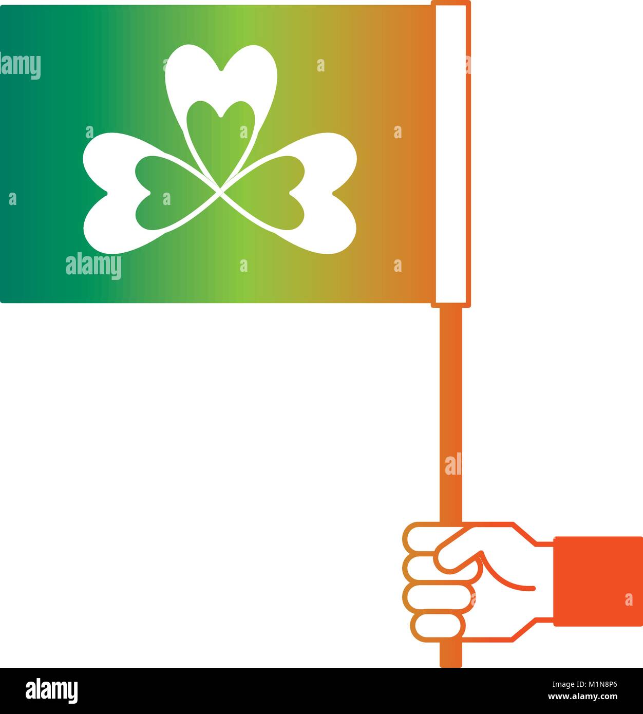 hand holding flag with clover symbol Stock Vector Image & Art - Alamy