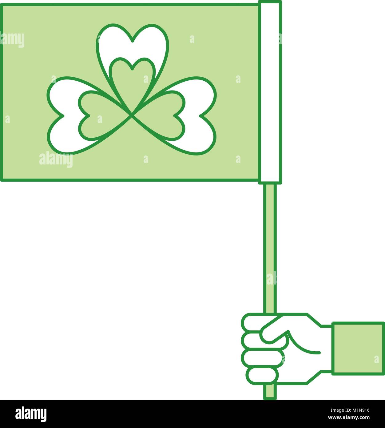 hand holding green flag with clover symbol Stock Vector Image & Art - Alamy