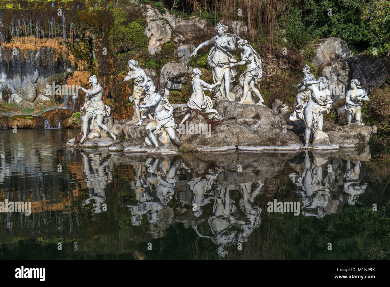 Mythological statues of nymphs and gods in the garden Royal Palace in ...