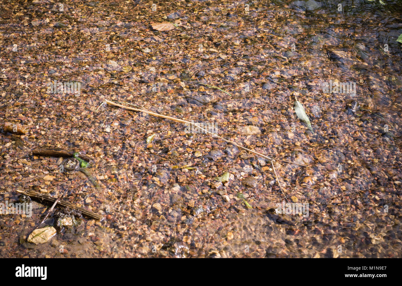 texture of water in shallow river with sandy bottom. vignette ...