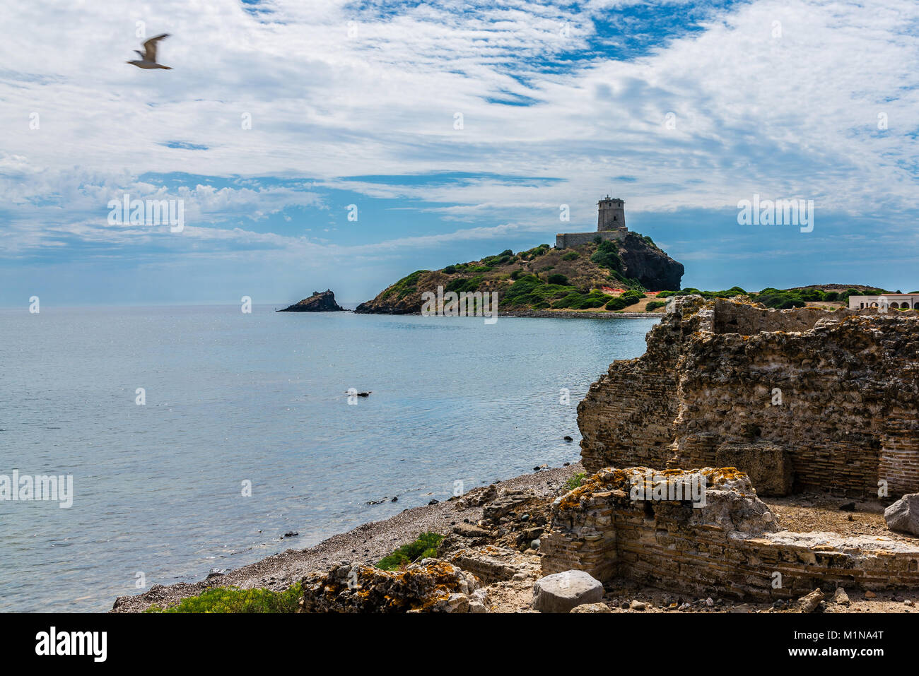 Ancient Nora Tower in Sardegna Stock Photo - Alamy
