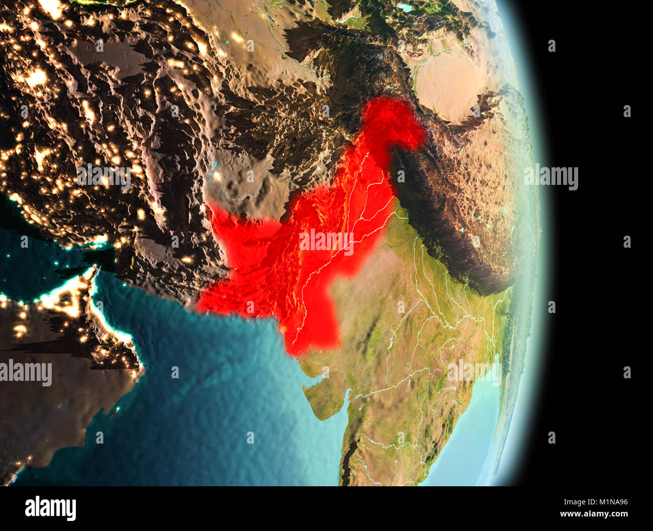 Highlighted satellite image of pakistan hi-res stock photography and ...