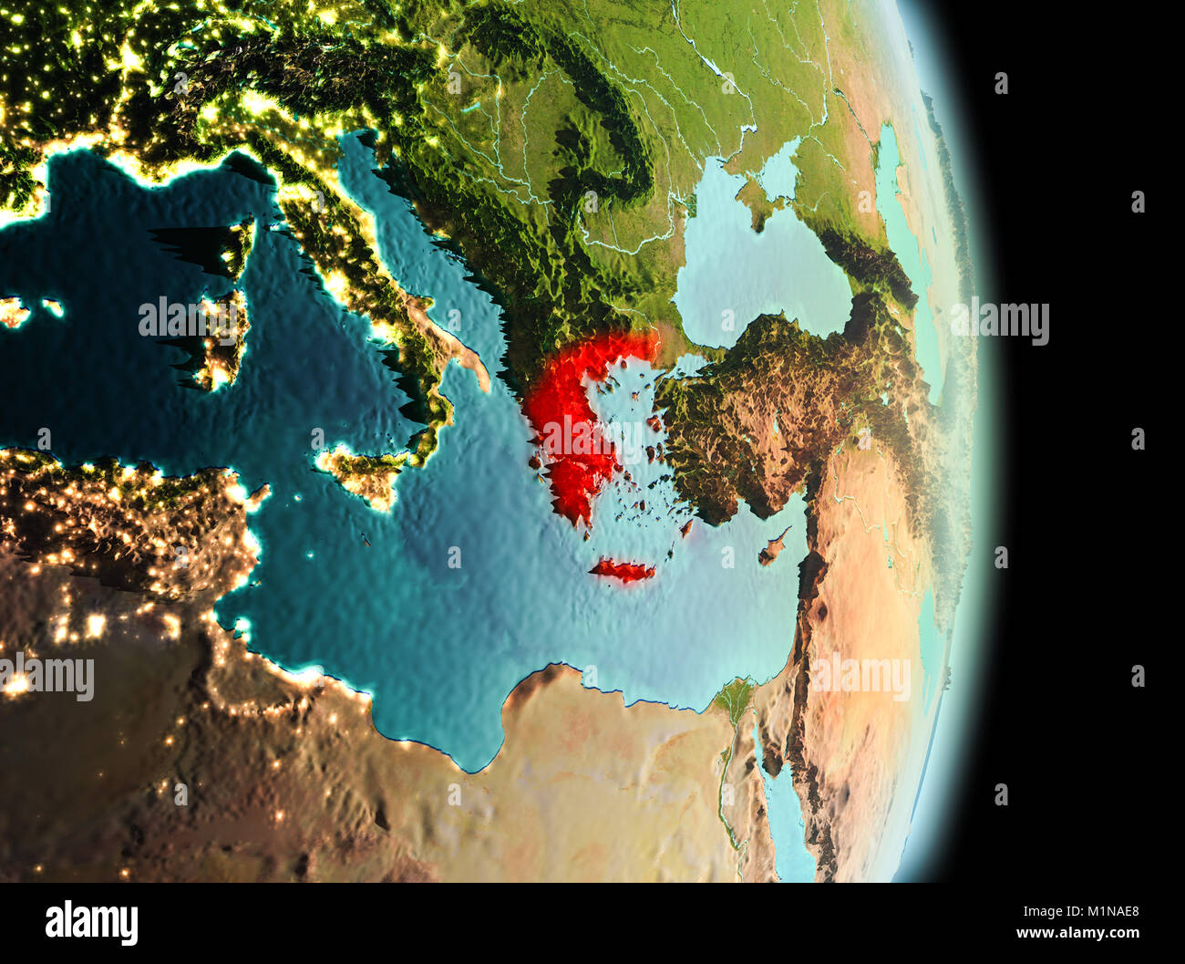 Highlighted satellite image of greece hi-res stock photography and ...