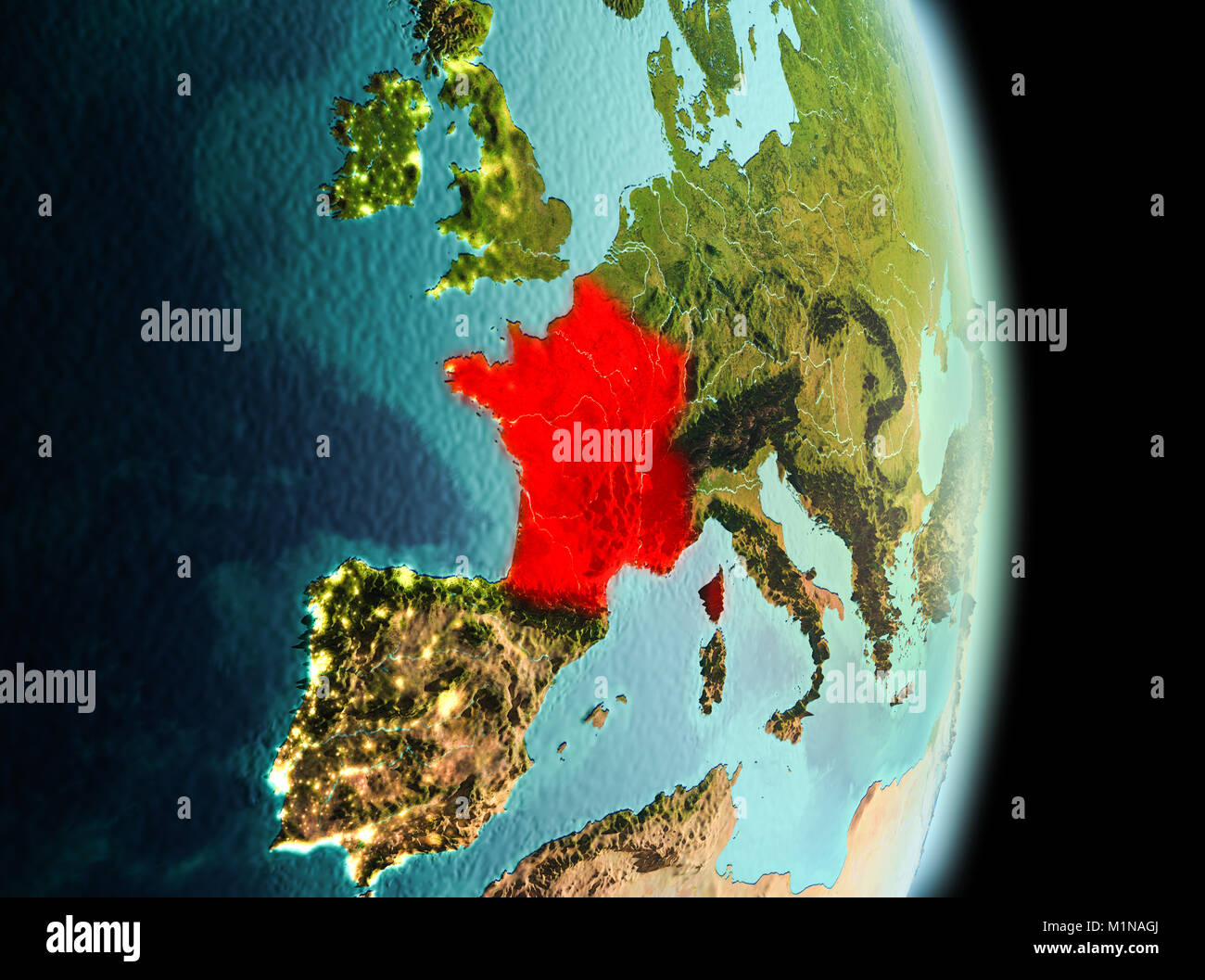 Highlighted satellite image of france hi-res stock photography and ...
