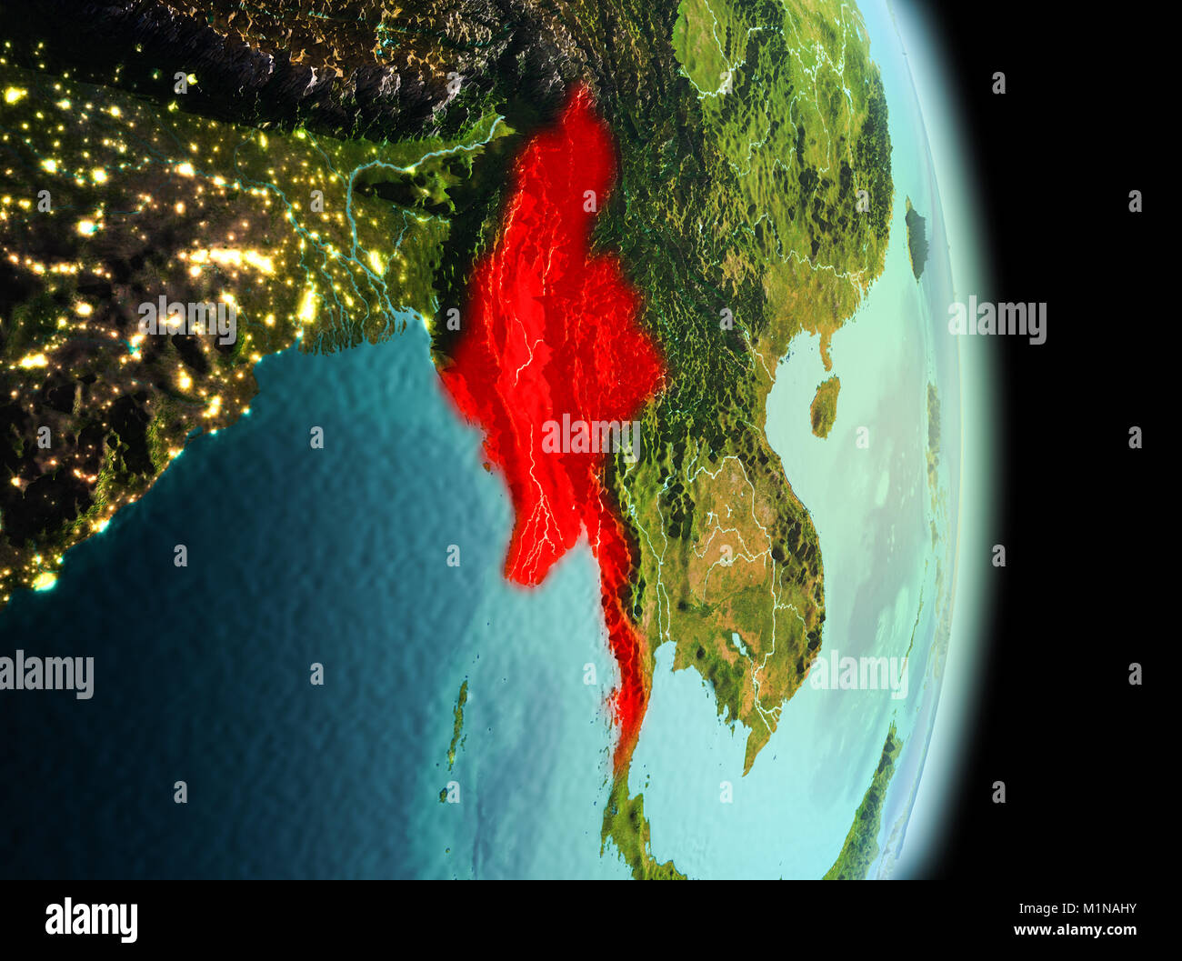 Map myanmar highlighted in red hi-res stock photography and images - Alamy