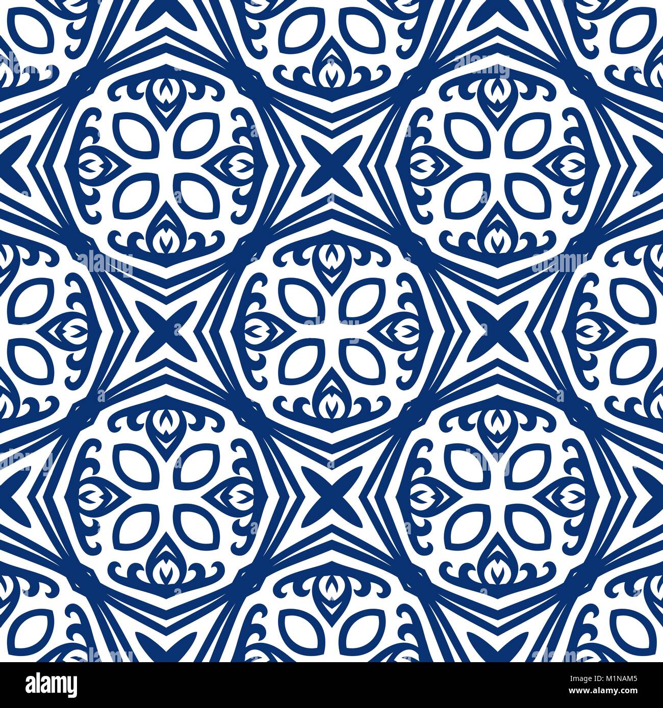 Blue Arabesque Pattern Stock Vector Image & Art - Alamy