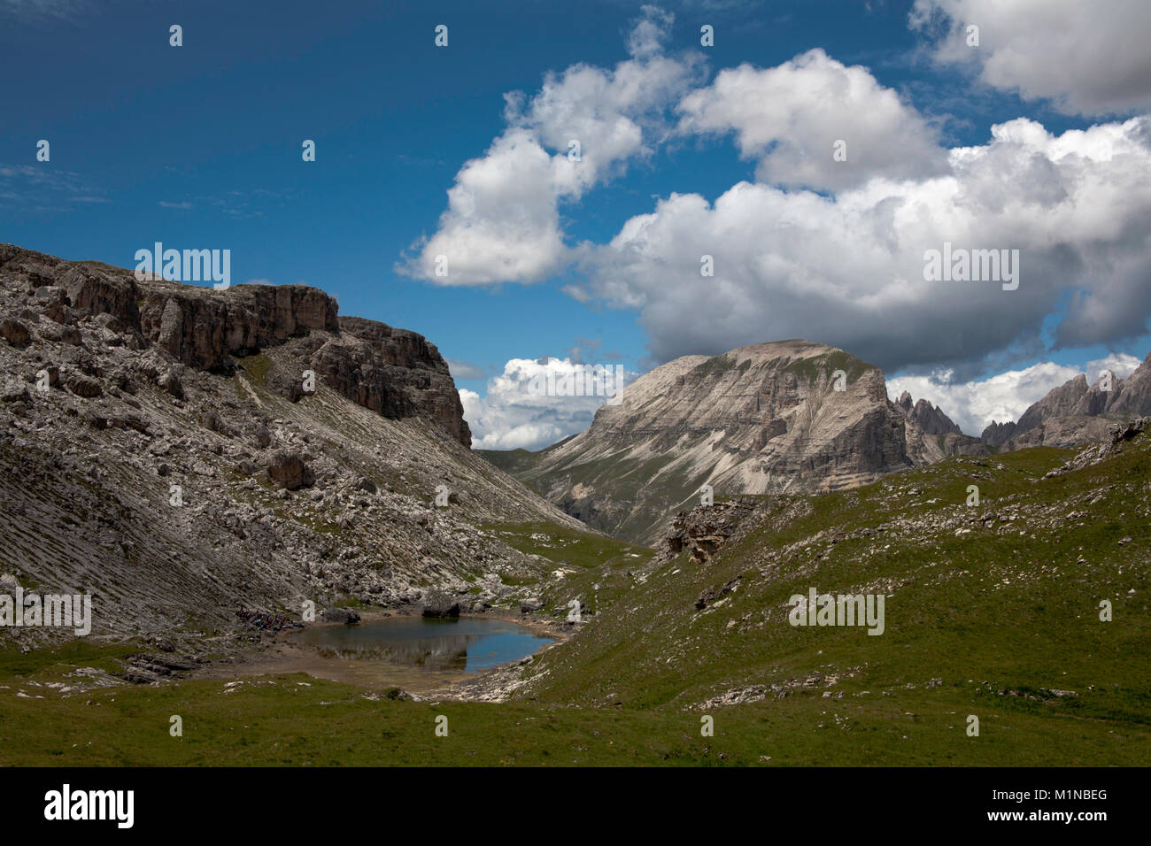 Lech de Ciampei amongst the mountains of The Puez Gruppe or Gruppo Puez ...