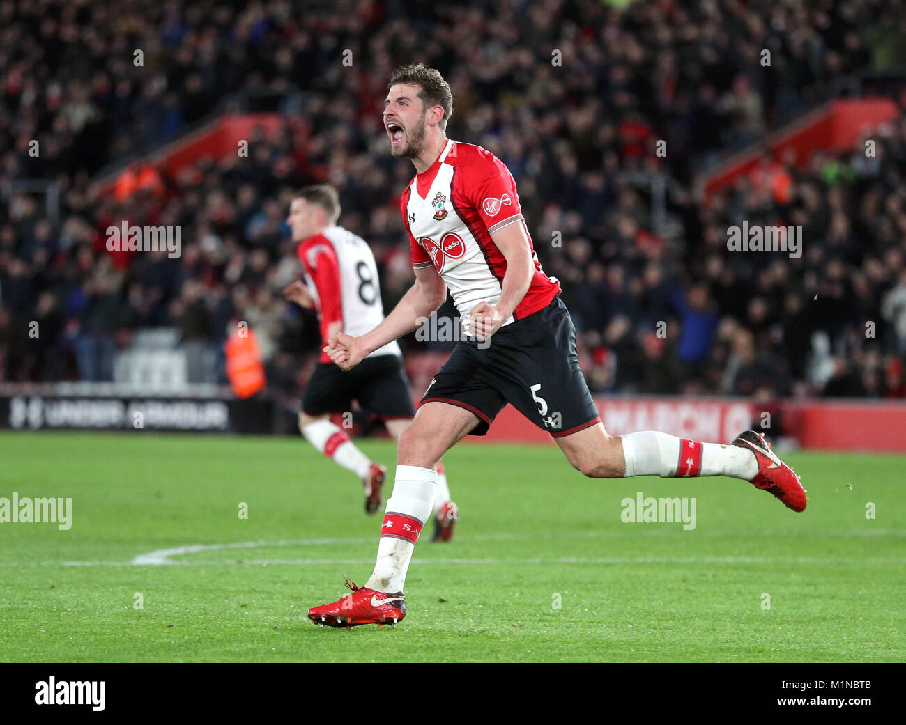 Southampton's Jack Stephens celebrates scoring his side's first goal of ...