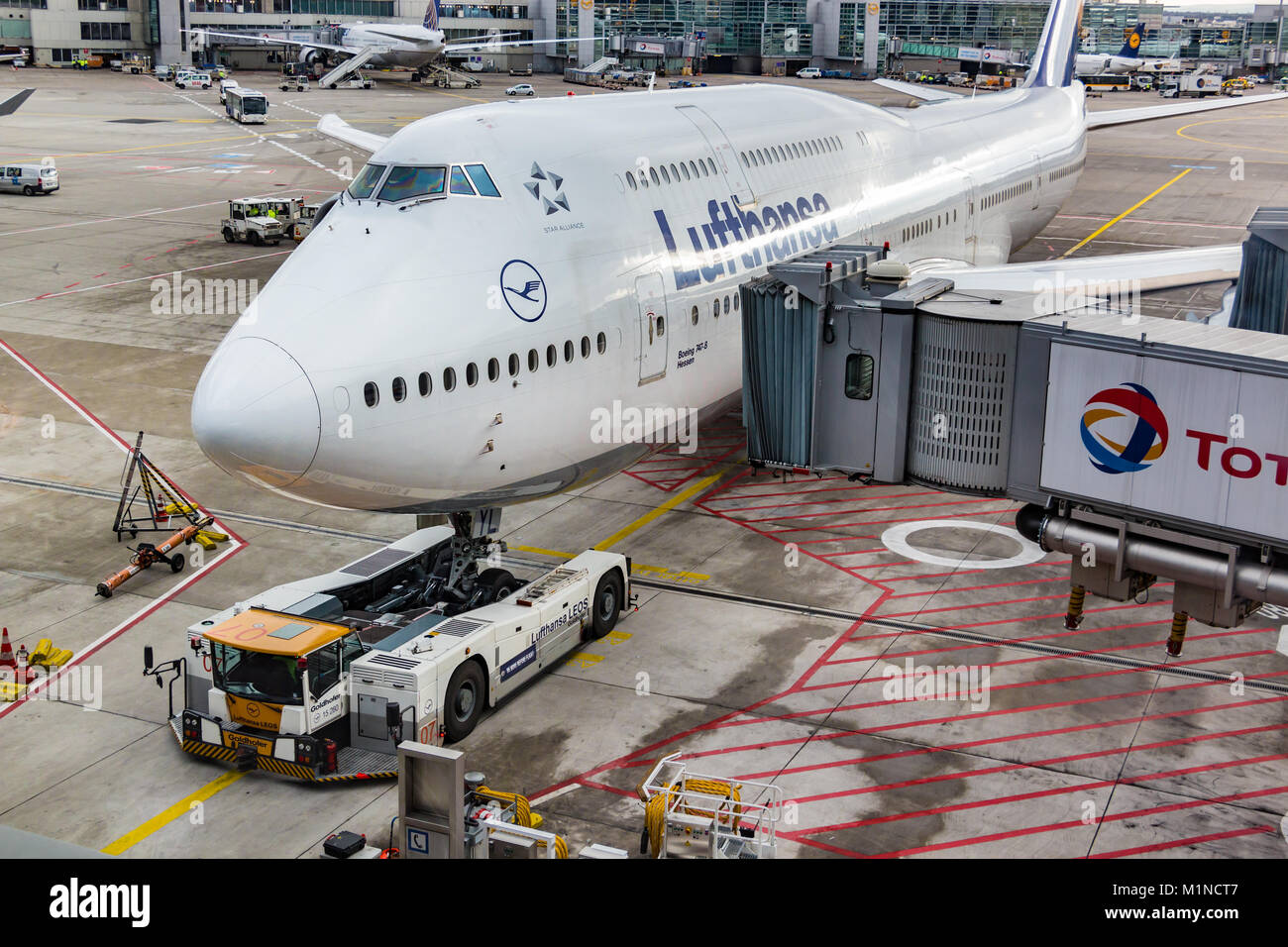 Frankfurt, Germany - January 21 th, 2018: A jumbo jet Boeing 747 of ...