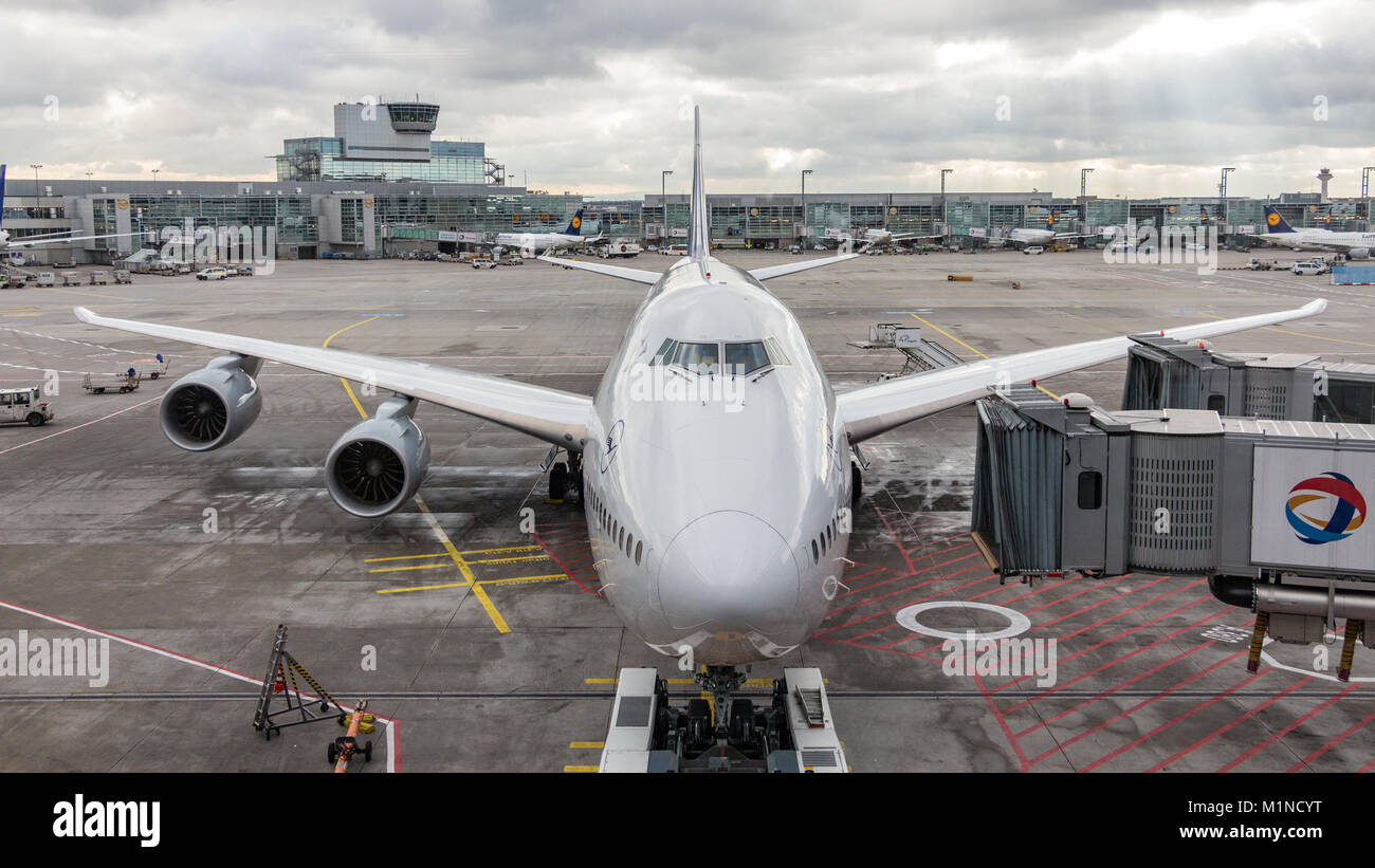 Frankfurt, Germany - January 21 th, 2018: A jumbo jet Boeing 747 of ...