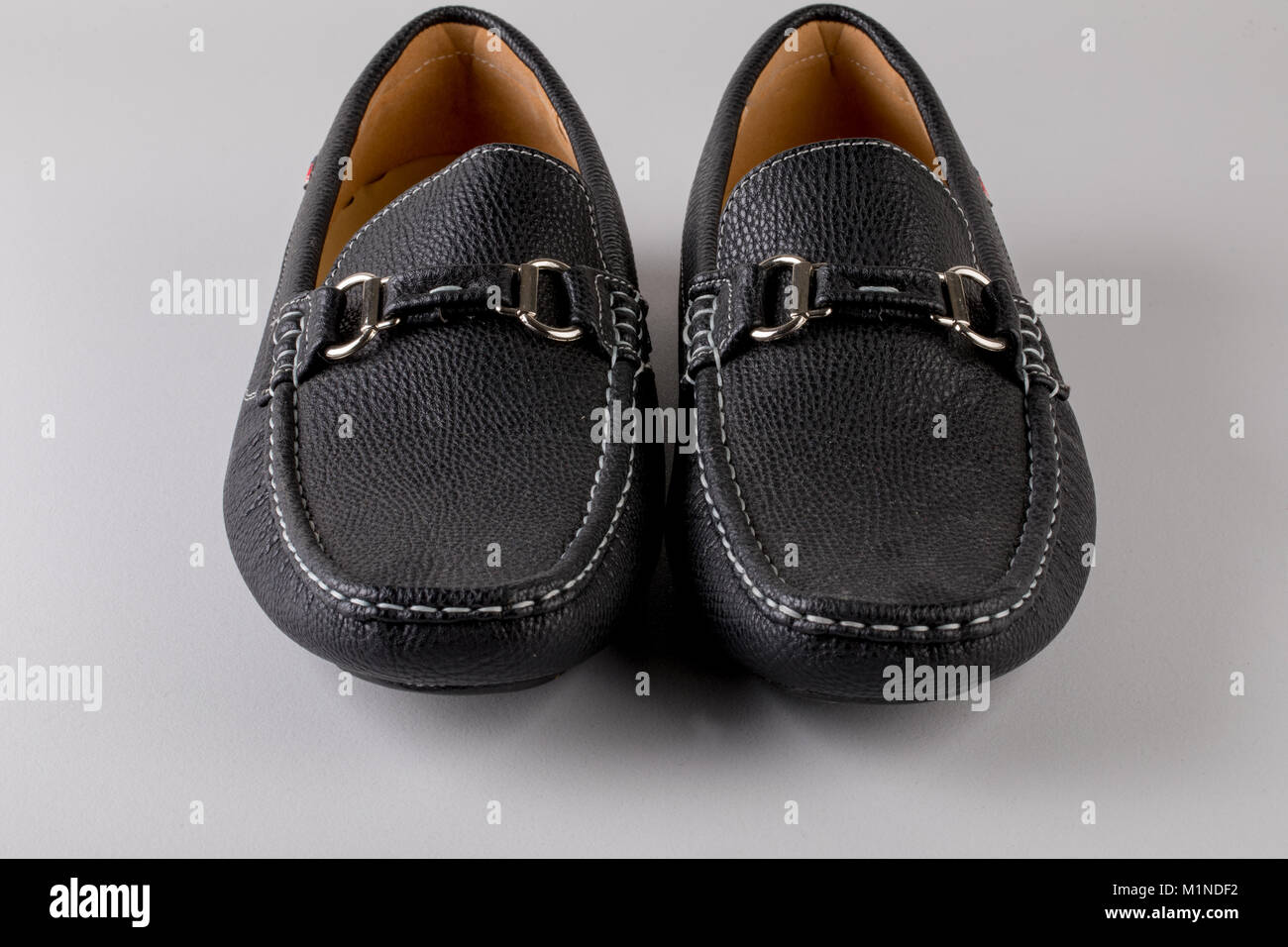 Leather black boy shoes. Footwear Stock Photo - Alamy