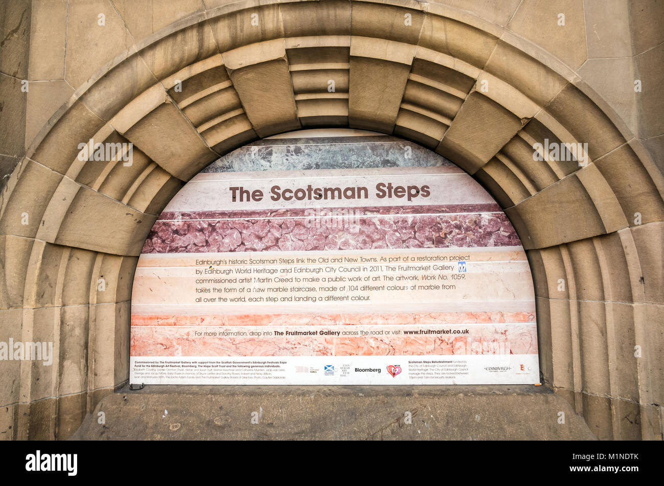 Information board bottom of Scotsman Steps about artwork by Martin ...