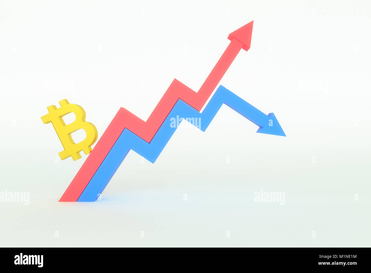 3d rendering of abstract bitcoin sign with line chart Stock Photo - Alamy