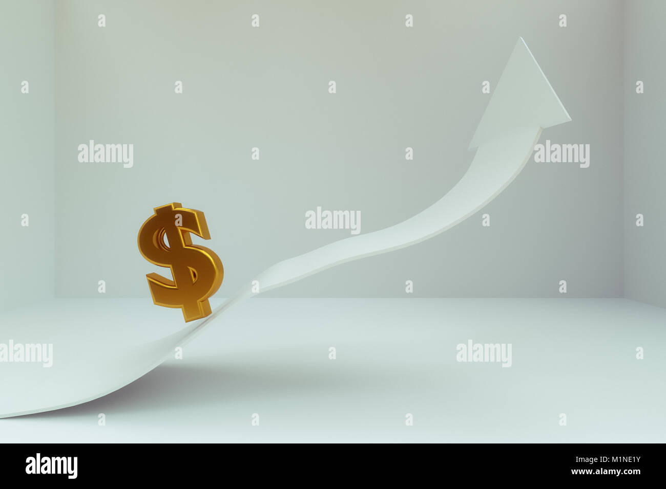 3D rendering of dollar sign with increaing arrow Stock Photo - Alamy