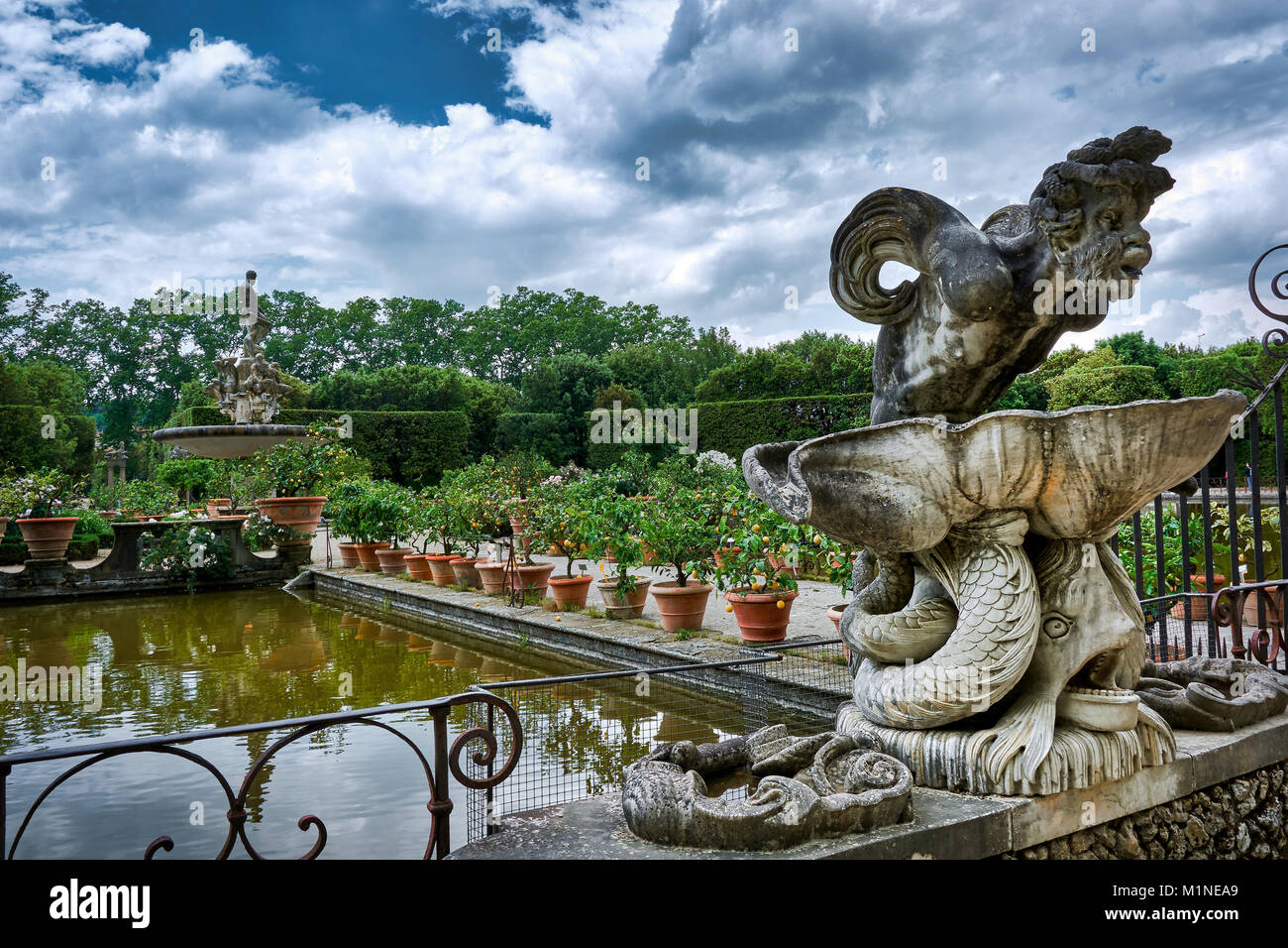 FLORENCE, ITALY - MAY 19, 2017: Stunning gargoyle at the Boboli Gardens ...