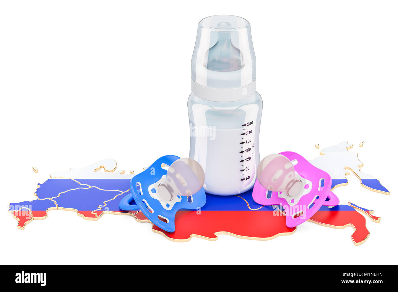 Birth rate and parenthood in Russia concept, 3D rendering isolated on ...