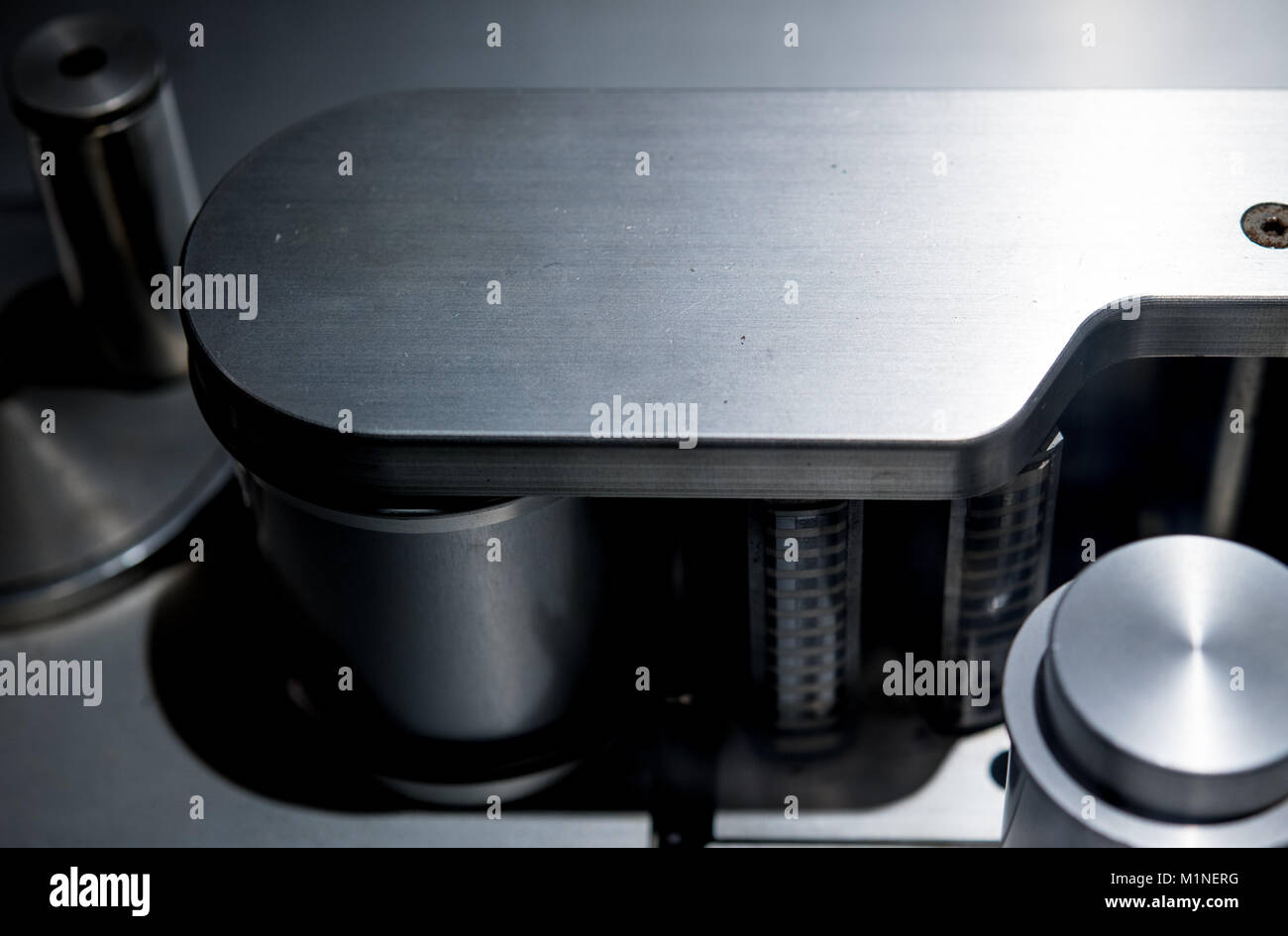 Macro close up of vintage professional analog multitrack one inch ...